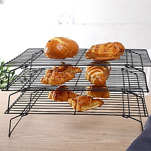 Three-layer Baking Cooling Rack Bread Cooling Rack Cake Rack Baking Tools Black Non-stick Cooling Rack Stackable