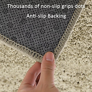 COZYLOOM Large Shag Area Rug 9x12 Luxury Soft Shaggy Rug, Plush Fluffy Indoor Floor Carpet Cozy Solid Modern Rug Anti-skid Bedroom Floor Cover Living Room Nursery Throw Carpet Natural Color