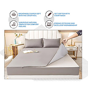 Zip On Fitted Sheet - Includes 2 Zip-On Sheets & 1 Fitted Sheet Base - Upto 16” Inch Deep Pockets Full Size Zipper Fitted Sheets - Soft Cotton 600 TC Fitted Sheet - White