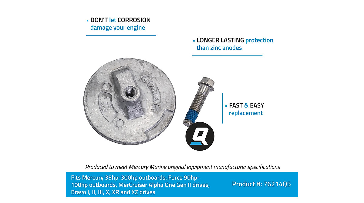 Quicksilver Aluminum Anode Plate for Mercury & Mariner