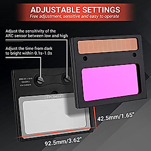 DEKOPRO Welding Helmet Solar Powered Auto Darkening Weld Hood Wide Shade 4/9-13 for TIG MIG ARC Welder Mask