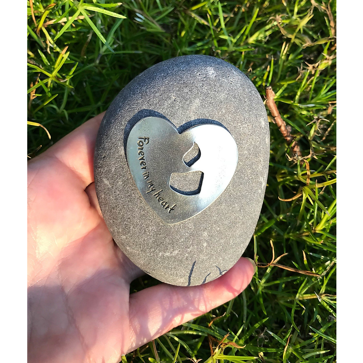 Whitney Howard Designs Sympathy Remembrance Gift - Forever in My Heart on a River Stone with Candle Motif - Add to a Memorial Garden to Commemorate The Loss of a Loved One