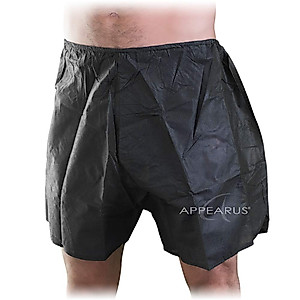APPEARUS Disposable Men's Boxers 10 Ct Black Boxer Shorts - Individually Packed (L-LX)