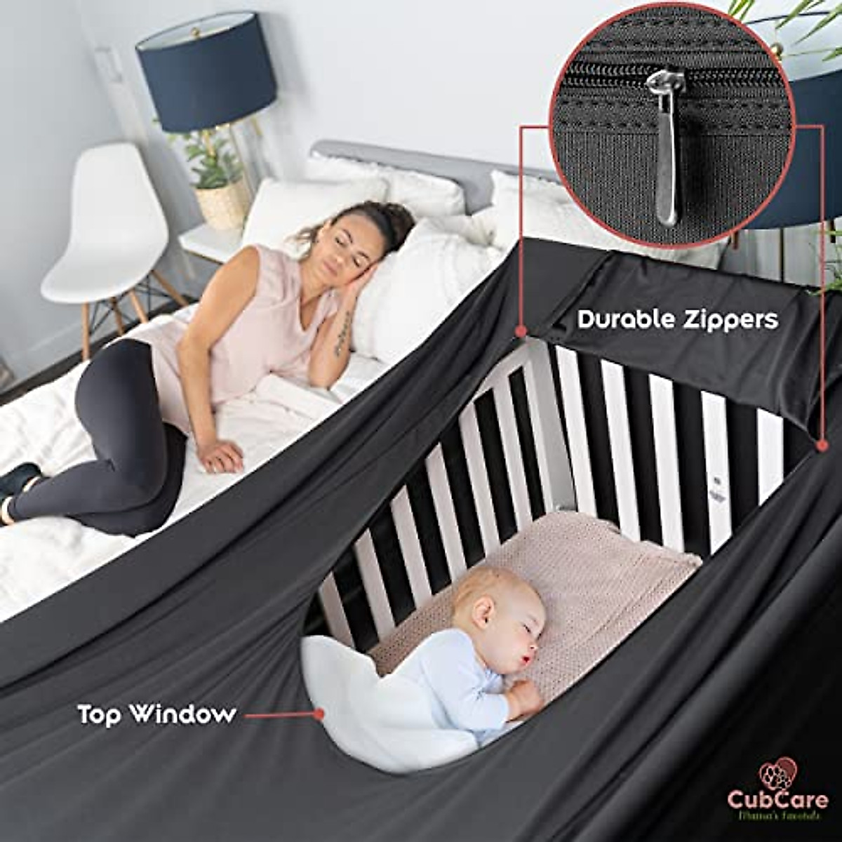 CubCare Pack N Play Blackout Cover - Breathable Pack and Play Blackout Cover with Drawstring Bag, Crib Blackout Cover, Pack N Play Tent Crib Tent, Crib Canopy for Comfortable Sleep Indoor and Outdoor