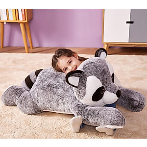 IKASA Giant Raccoon Stuffed Animal Plush Toy,Large Racoon 30" Cute Jumbo Soft Toys,Huge Big Size Plushy Fluffy Fat Oversized Plushie,Gifts for Kids
