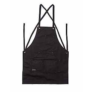 Hudson Durable Goods - Waxed Canvas Apron - Black Apron for Men and Women - With Pockets & Crossback