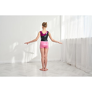 LUOUSE Toddler Girls Slim Gymnastics Shorts, Little Kids Sparkle Elegant Tumbling Dance Athletic Short 4-5 T Pink