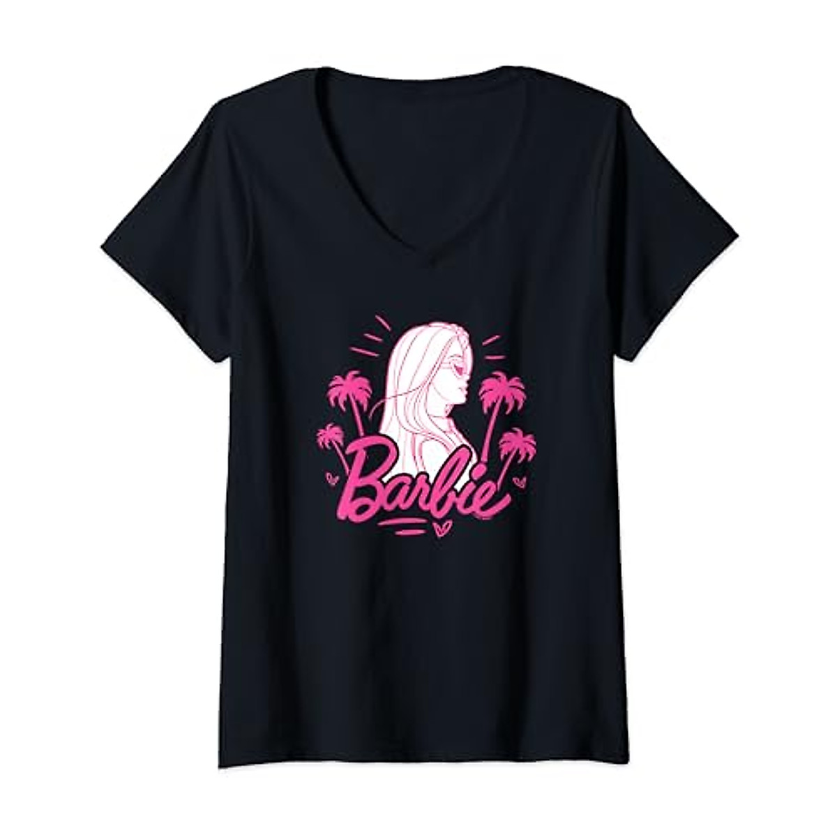 Barbie - Barbie With Palm Trees Logo V-Neck T-Shirt