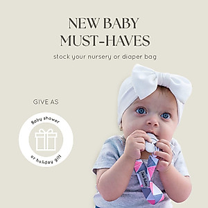 Dodo Babies Pacifier Clip & Teether Toy Set - Four Clips Plus Two Silicone Teether Toys - Universal Holder Fits Most Paci Brands - Fun Pink and Gray Prints for Girls or Boys