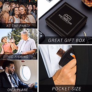 Garybank Handmade Genuine Leather Hip Flasks for Liquor for Men, Glass Whiskey Flask with Funnel & Wood Lids Leakproof for Hennessy Liquor & Spirits, Premium Whiskey Set Gifts Idea (Black, 200ml)