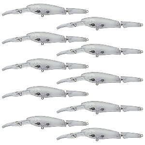 10PCS Unpainted Lure Blanks 11.26g 13.5cm with 6mm Free Fishing Eye Crankbait Simulation Blank Body Clear Hard Baits Trout Salmon Minnow Lure Popper Lures Topwater Freshwater 6mm 318
