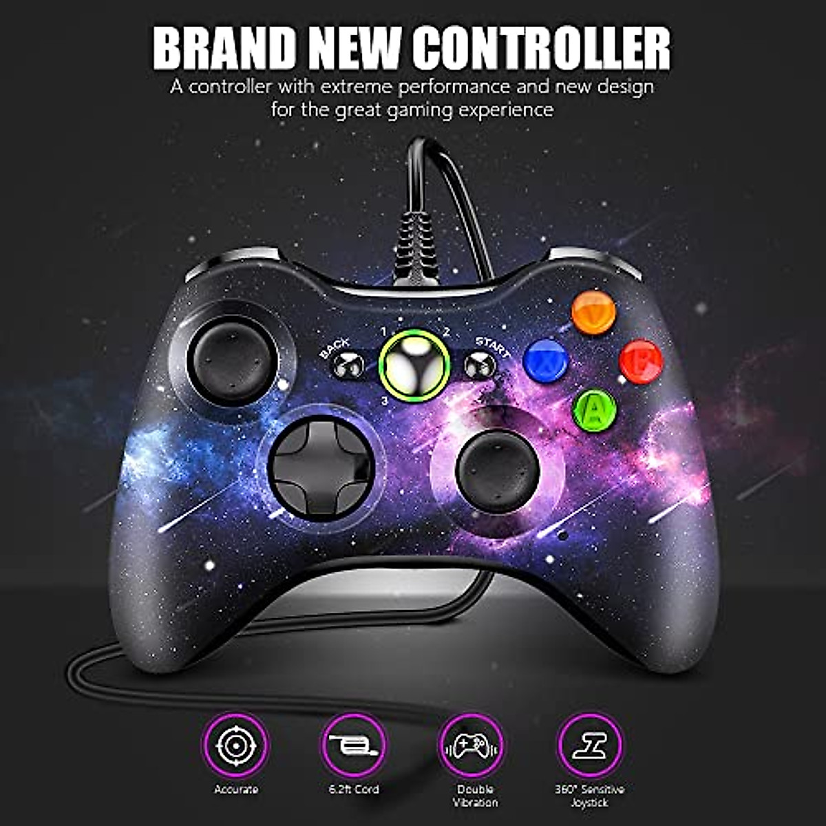 AceGamer Wired PC Controller for Xbox 360, Game Controller for Steam PC 360 with Dual-Vibration Compatible with Xbox 360 Slim and PC Windows 7,8,10,11