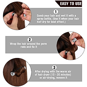 WILLBOND 60 Pcs Perm Rods Natural Long Short Hair Perm Rods with Elastic Rubber Band Non Slip Plastic Perming Cold Wave Kit for Women Hairdressing Styling Tool(0.59 Inch,Gray)