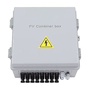 8 Strings PV Combiner Box, IP65 Solar Combiner Box with 10A Fuse, 80A DC Breaker, Lightning Arrestor and Solar Connector, for Off Grid Solar Panel System