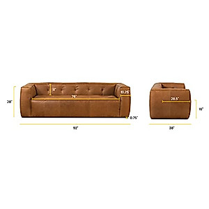 POLY & BARK Capa Sofa in Full-Grain Pure-Aniline Italian Tanned Leather in Saddle Tan