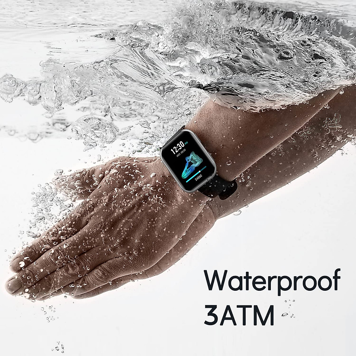 Deeprio Smart Watch for Android Phones iOS 1.75-inch HD Touchscreen 3ATM Waterproof Fitness Tracker Heart Rate Blood Oxygen Sleep Monitor Smartwatch Compatible iPhone Samsung Men Women Blue (SM006)