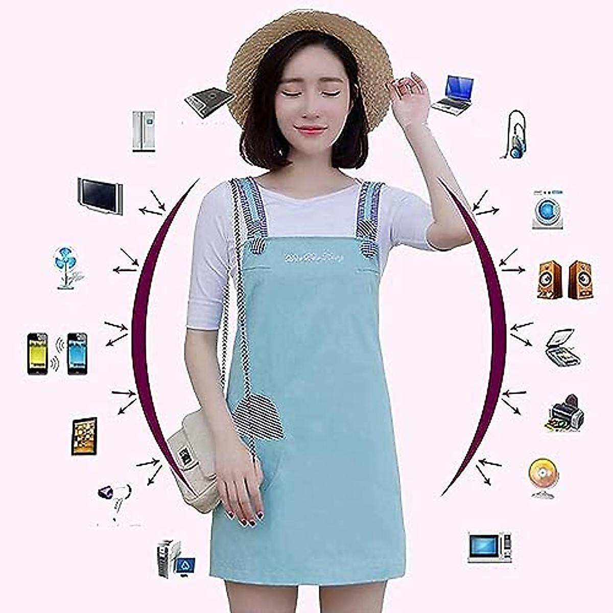 EMF Radiation Protective Clothing Calculation Fashion, Radiation Protection Suit for Pregnant Women, Conductive/Shielding EMF Radiation Protection, Silver Fabric