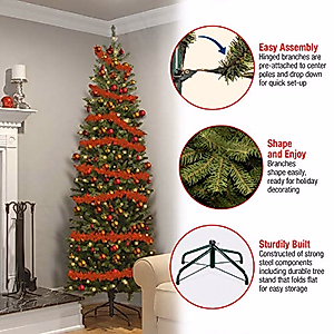 National Tree Company Artificial Slim Christmas Tree, Green, Kingswood Fir, Includes Stand, 7.5 Feet