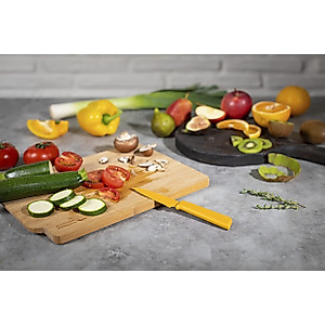 KUHN RIKON Colori+ Non-Stick Serrated Paring Knife with Safety Sheath, 19 cm, Yellow