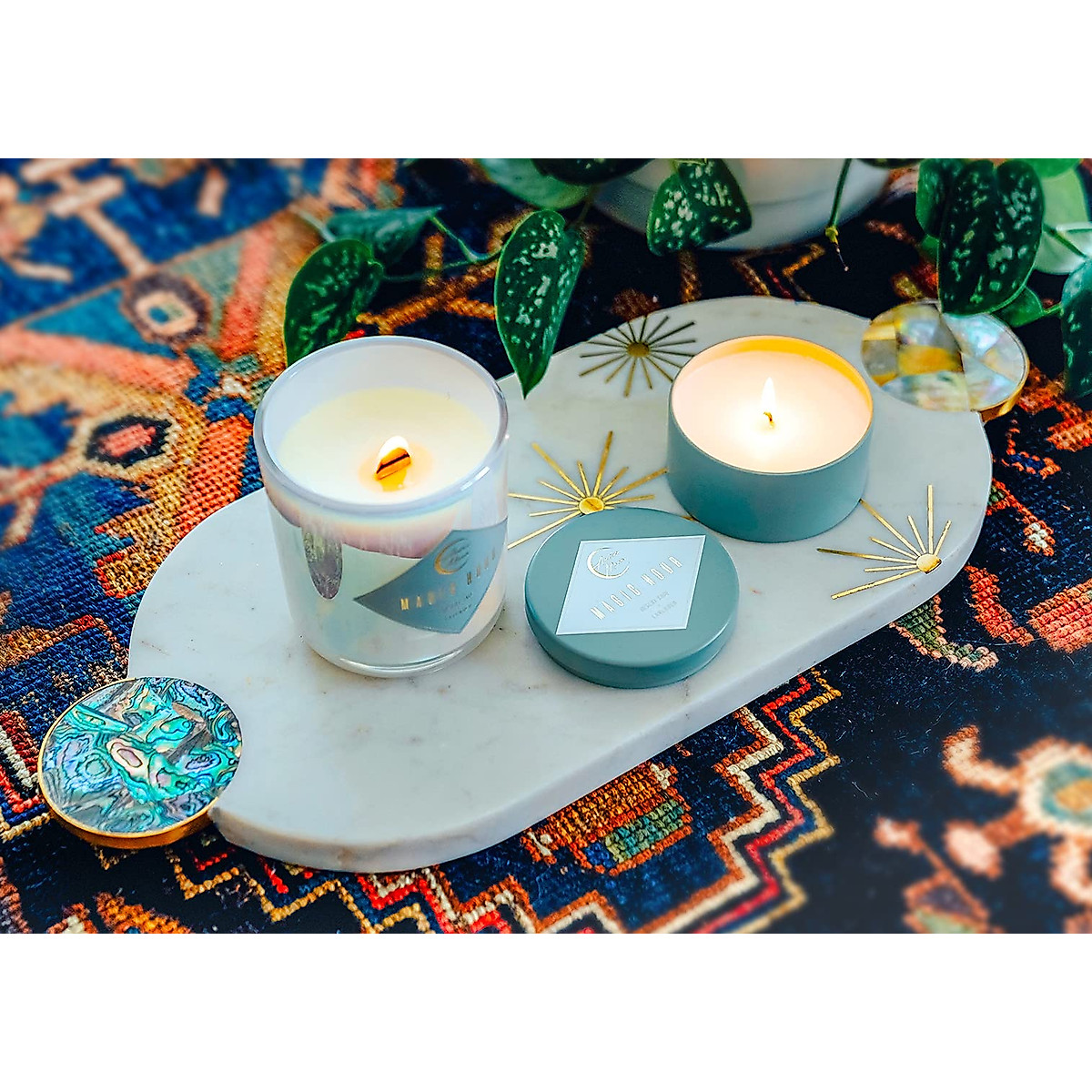 Auric Moon | Desert Sage + Lavender Scented Luxury Soy Coconut Candle for Women | Slow 70+ Hour Burn | Wood Crackling Wicks | Hand-Poured in California