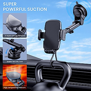 Phone Holder Car [Military-Grade Suction] Universal Car Phone Holder [Thick Case Friendly] Automobile Accessories Dashboard Air Vent Windshield Phone Mount Fit for iPhone Android Smartphones (brown)