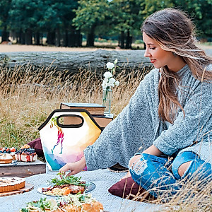 Lunch Bag Rainbow Geometric Golf Ball Insulated Reusable Lunch Box Portable Lunch Tote Bag Meal Bag Ice Pack for Boys Girls Adult Women