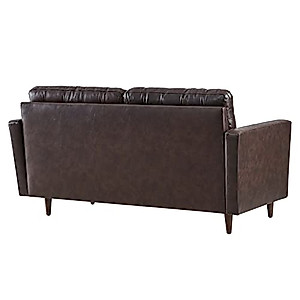 Modway Exalt Tufted Vegan Leather Loveseat, Brown