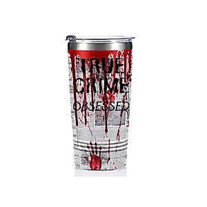 Onebttl True Crime Obsessed Gifts for Women - Crime Investigator Gift, Detectives & Documentary Lovers - 20oz Stainless Steel Travel Mug Tumbler