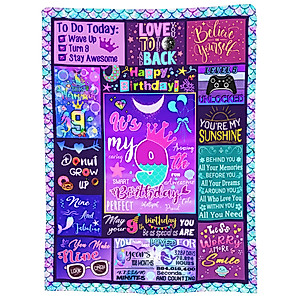 Robadyme 9 Year Old Girl Birthday Gift Ideas Throw Blanket, 9th Birthday Gifts for Girls, Happy 9th Birthday Decorations, Best Birthday Gifts for 9 Year Old Girls Daughter Bestie Sister 50" x 60"