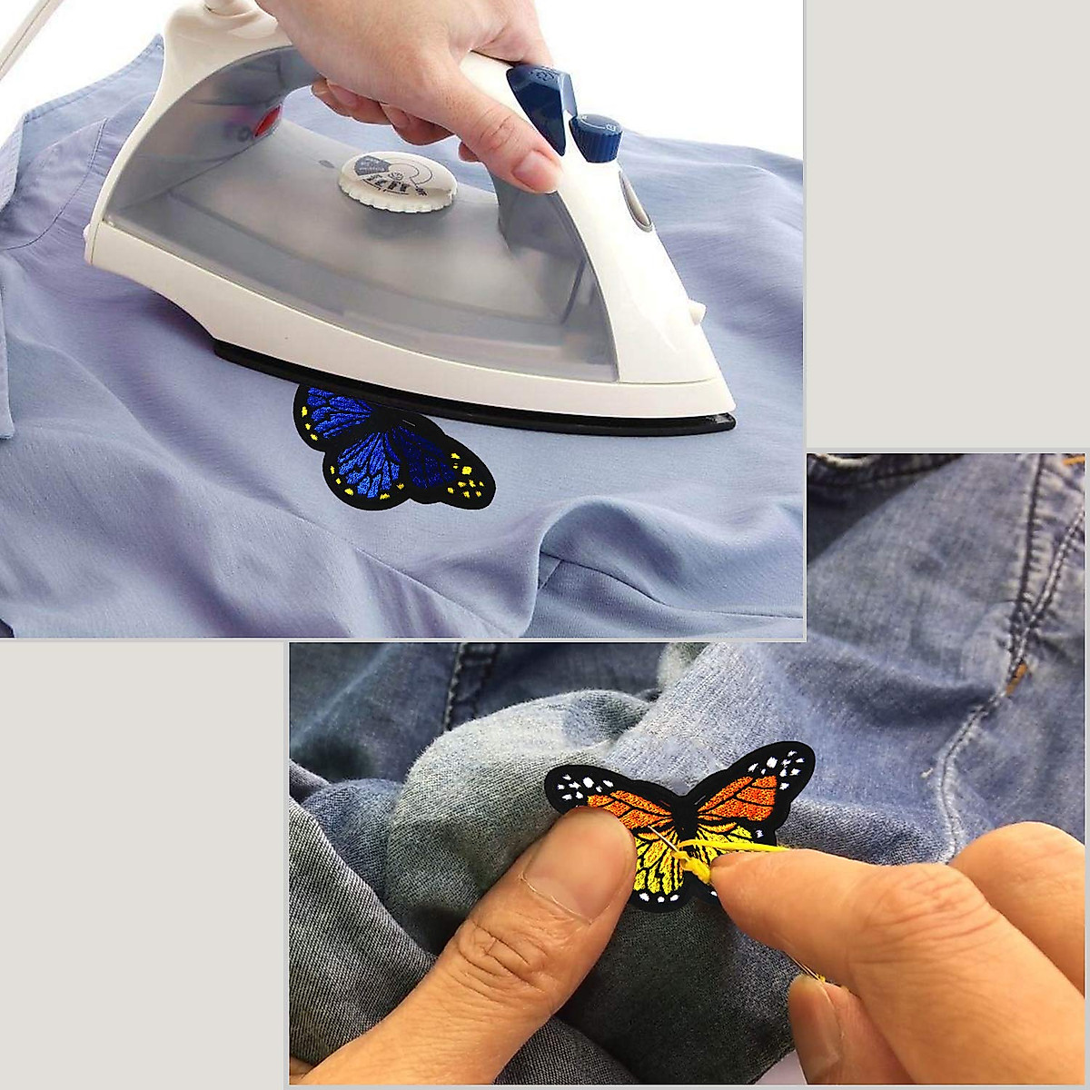 20pcs Butterfly Iron on Patches, 2 Size Embroidered Sew Applique Repair Patch