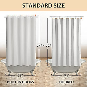 River Dream No Hook Shower Curtain Microfiber - Waterproof Soft Washable Fabric Shower Curtain or Liner with Magnets, Hotel Cloth Shower Curtain, White, Standard Size