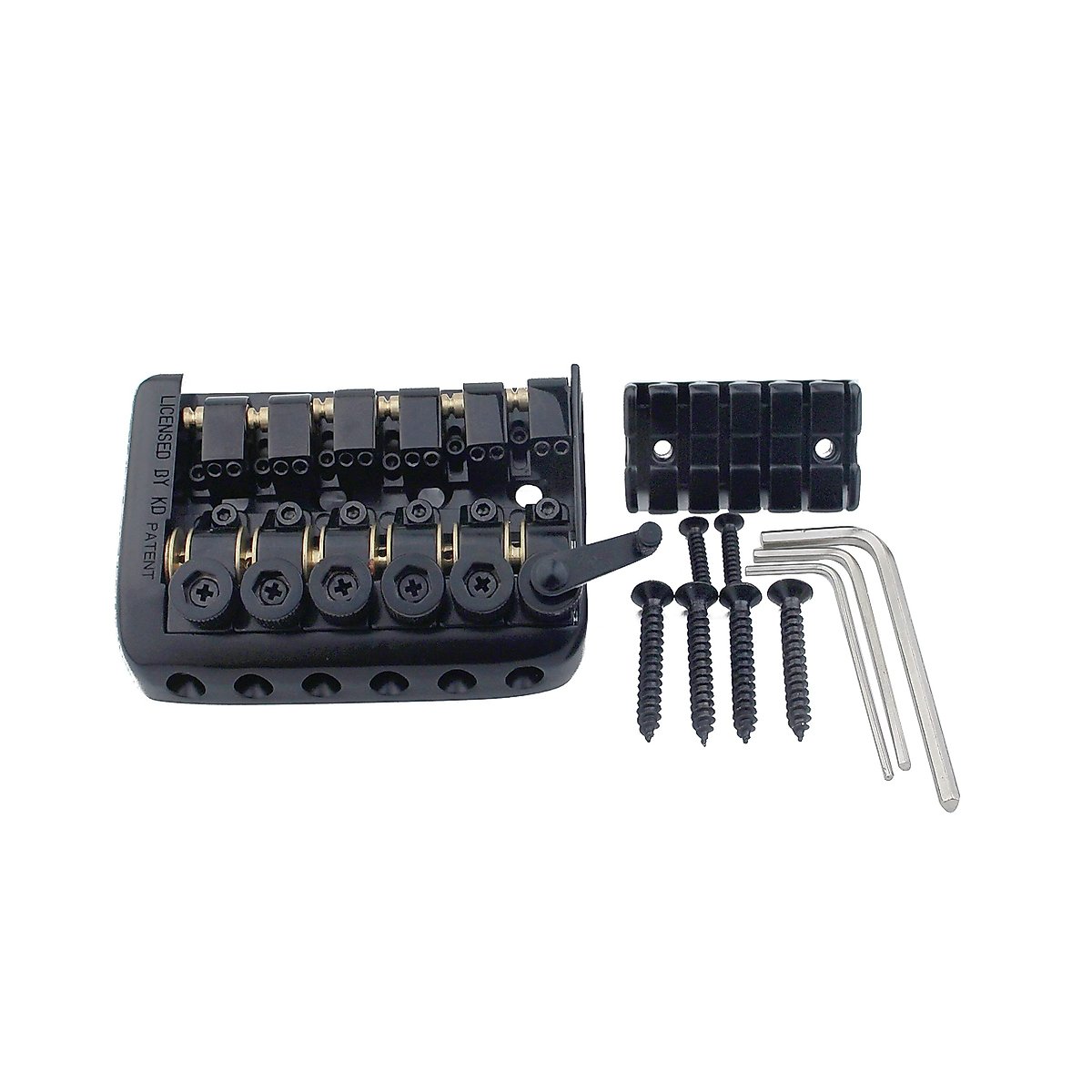 Guyker 6 String Saddle Headless Guitar Bridge Tailpiece With Worm Involved String Device for Headless Guitar Accessories Replacement Part W2004 Black