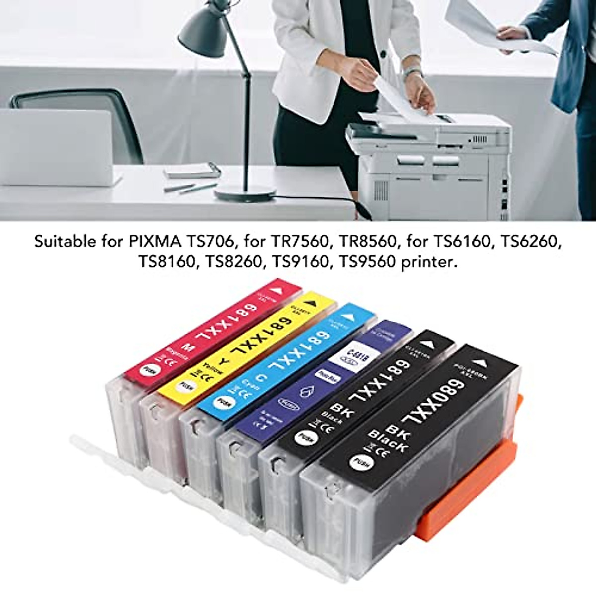 FTVOGUE Multi Color Ink Cartridge Printer Cartridge Replacement for PIXMA TS706 TR7560 TR8560 TS6160 TS6260 (BK BK C M Y PB)