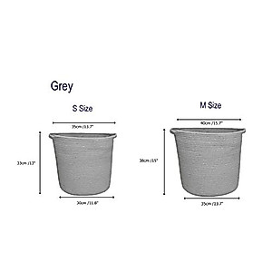 Grey-Clothes Basket with Handles, Laundry Basket, Hampers for Laundry, Grey Rope Basket Grey, Woven Blanket Basket, Toy Baskets, Floor Basket, Towel Basket, Environmental Protection Material