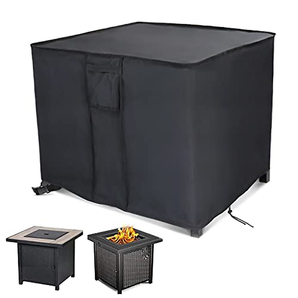 Rilime Fire Pit Cover, 31 Inch Square Firepit Covers 30x30 for Outdoor Gas Fireplace, Fire Pit Table Covers Square - 31 X 31 X24 Inch