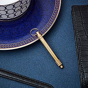 5 Pieces Portable Titanium Toothpicks Pocket Toothpicks Keychain Brass with Metal Toothpick Holder for Outdoor Picnic Camping Accessories