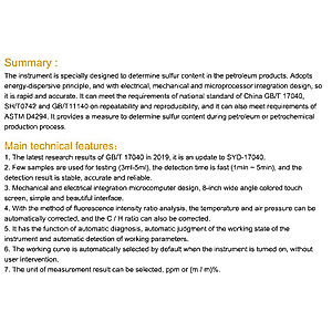 X-ray Fluorescence Sulfur-in-Oil Analyzer