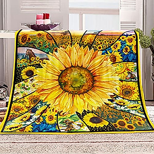 Sunflower Blanket Super Soft Flannel Throw Blanket Lightweight Fluffy Plush Fuzzy Cozy Soft Sofa Bed Blanket for Bedding Sofa and Travel 60"X80"