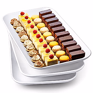 DELLING Large Serving Platter Set, 16 inch Large Serving Tray, White Porcelain Platters for Serving Food, Large Serving Trays for Party, Entertaining, Fruit, Appetizer, Oven Safe Dinnerware Set of 3