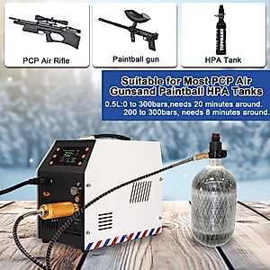PCP Air Compressor,LCD Display Version Auto-shutoff 4500Psi/30Mpa Oil/Water-Free Set-pressure Paintball Tank Pump with Water/Oil Separator,Built-in Power Adapter