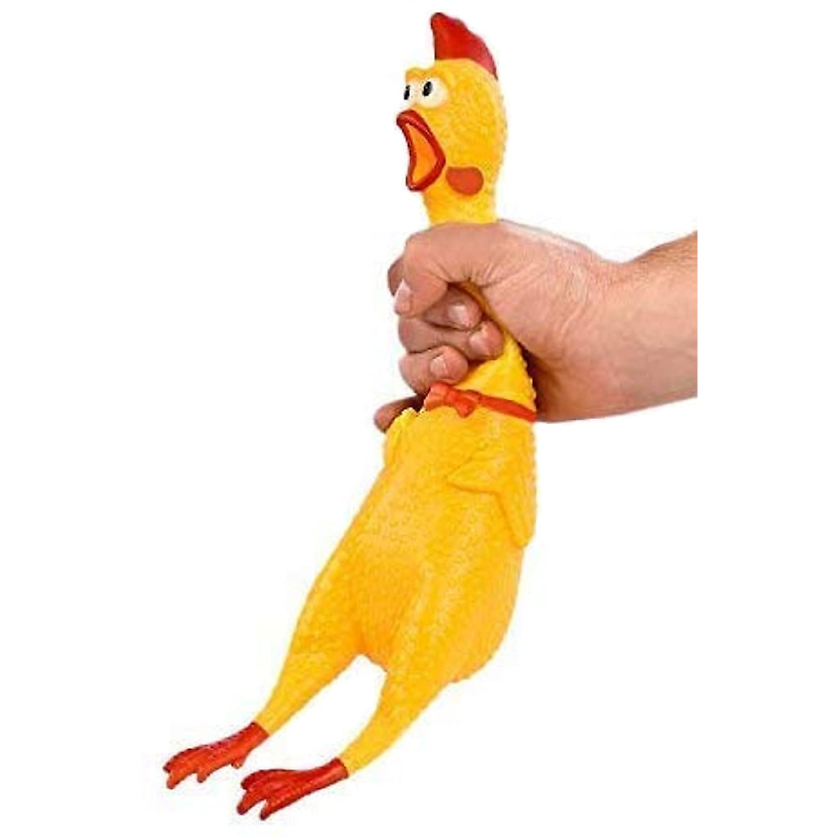Hilarious 15” Rubber Screaming Chicken Toy For Kids & Pets – Super Durable & Funny Squeaky Chicken Dog Chew Toy - Silly Squeezing & Squawking Novelty Gift Idea – Vibrant Colors & Wacky Design