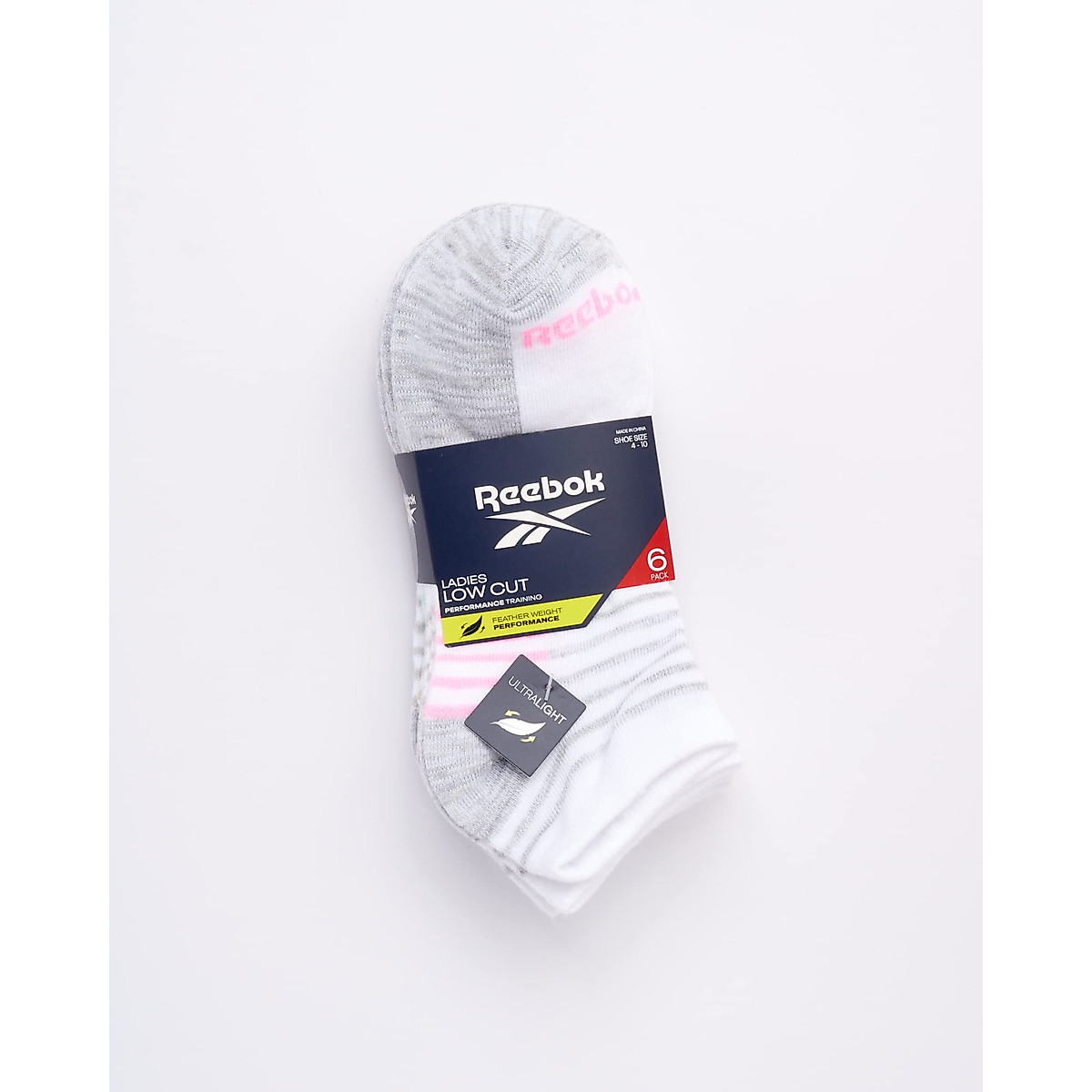 Reebok Women's Athletic Socks - Performance Low Cut Socks (6 Pack), Size 4-10, White Multi