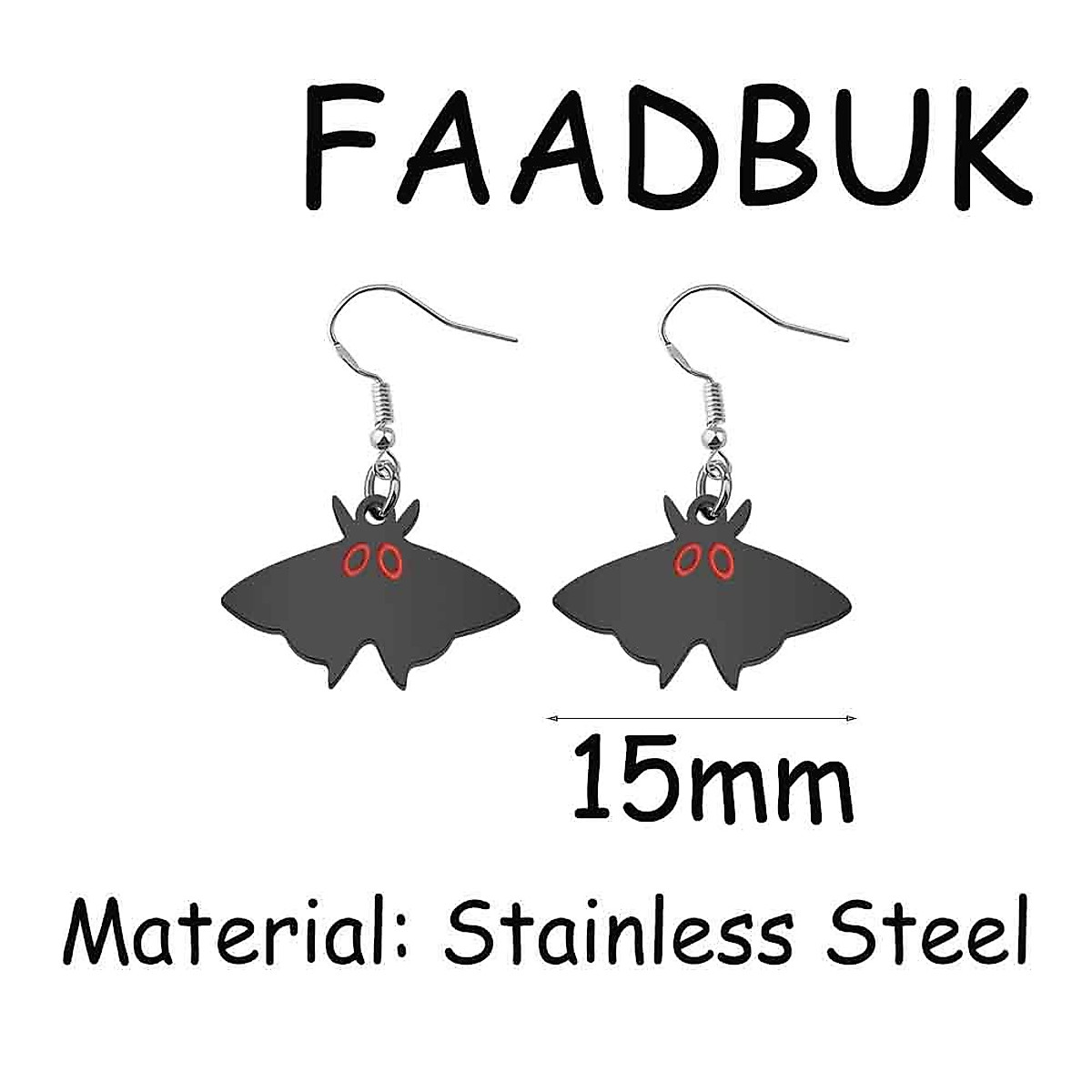FAADBUK Mothman Lover Gift Mothman Earrings Moth Insect Witch Spooky Monster Creepy Weird Funky Halloween Jewelry (Mothman Earrings)