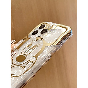 Filaco Cute Case for iPhone 14 Pro Max, Curly Wave Frame Shape Minnie Glitter Cover, Slim Thin Full Camera Lens Protection Case for Women & Girls