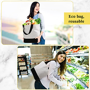 LEIFIDE 20 Pieces Canvas Tote Bag and Makeup Bag Set Canvas Beach Bag with Handle Canvas Bag for Women Mother Bridesmaids (Black and White)