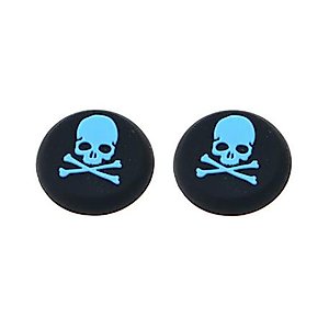 Silicone Skull Thumb Grip Cap Gamepad Joystick Cover Case for Sony PS3 PS4 Slim Pro Xbox One Xbox 360 Controller (Blue)