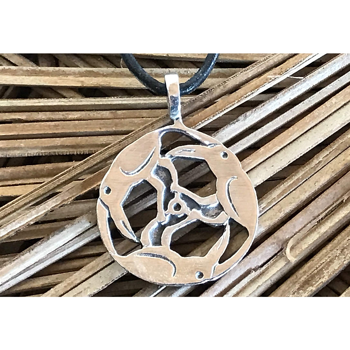 Pewter Triple Raven Poe Gothic Pendant on Leather Necklace