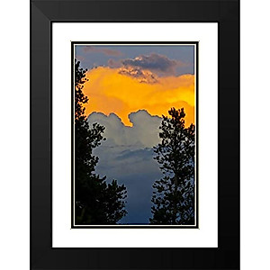 ArtDirect CO, Frisco Thunderstorm Over The Rocky MTS 17x24 Black Modern Wood Framed with Double Matting Museum Art Print by Lord, Fred