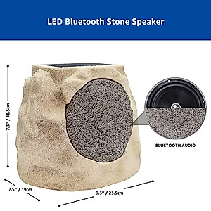 GGII Outdoor Rock Speaker - Solar Bluetooth Speaker, Wireless Bluetooth for Garden Patio Party, Waterproof, Solar Powered with Rechargeable Battery, Bluetooth Speakers with 7 Colors for All Seasons