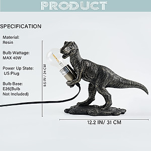 Jazzco Retro Dinosaur Lamp Decoration Light Animal Desk Lamp Vintage Lamp for Reading Living Room Kid's Baby Room Children Bedroom Bars Bedrooms